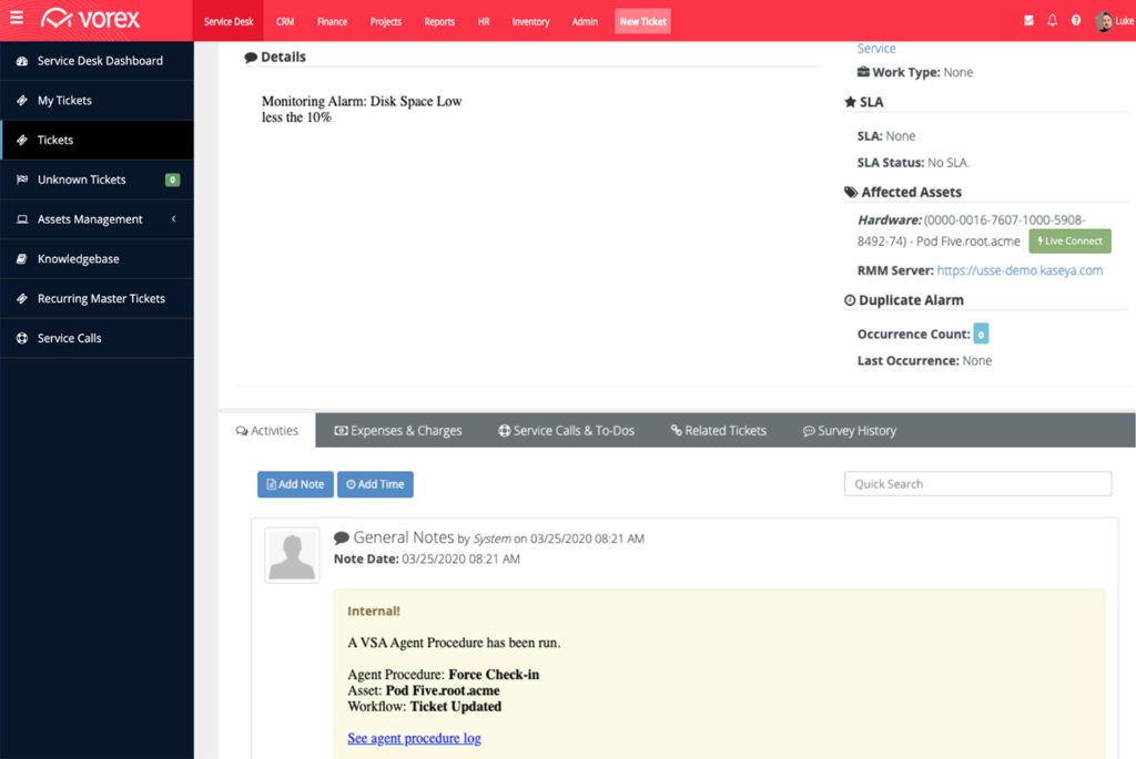 Service Desk Management Software - Kaseya Vorex
